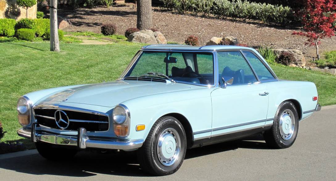 1970 mercedes 280sl sky blue - Dusty Cars